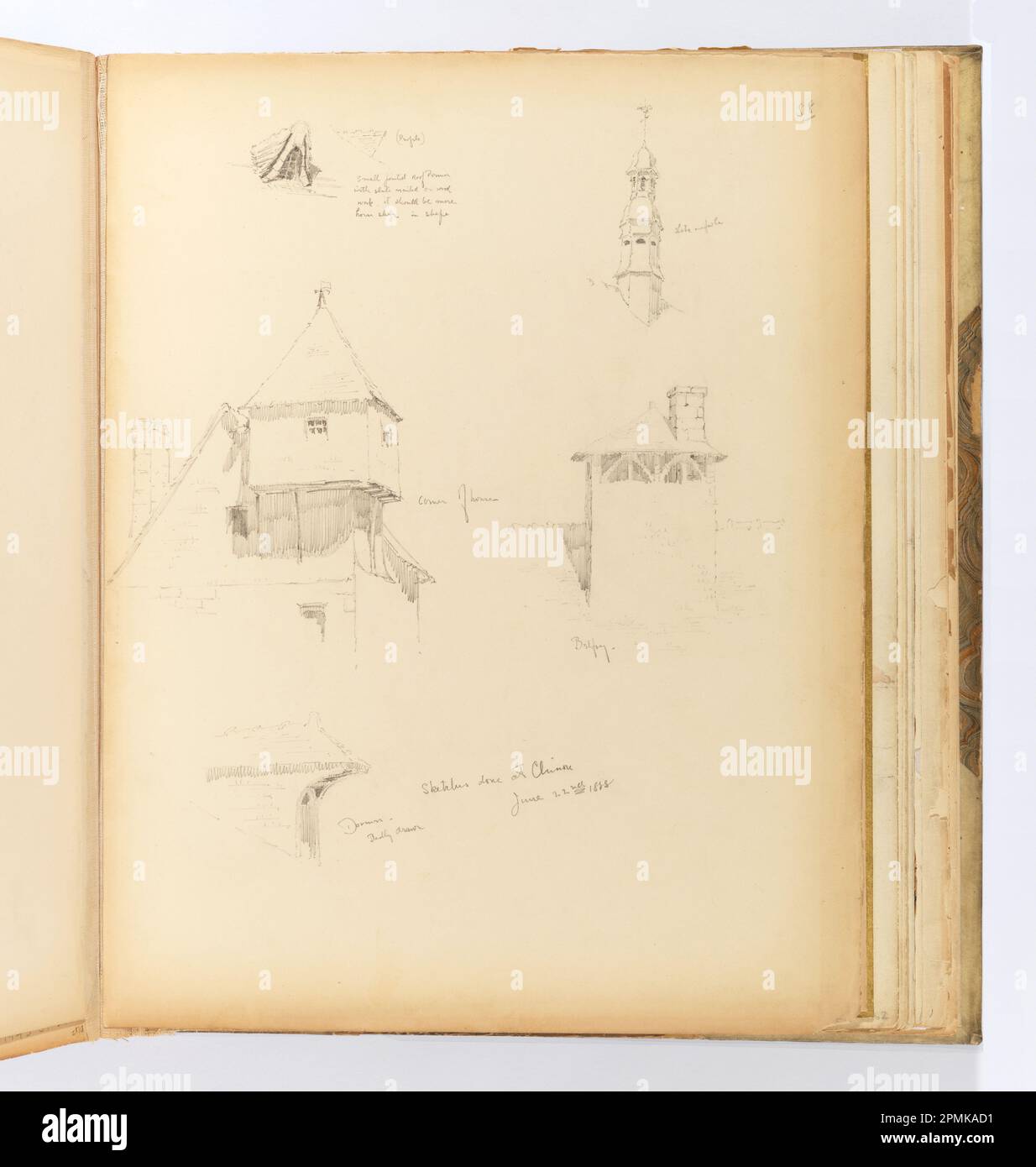 Album Page, Sketches of Architectural Details, Chinon; Whitney Warren ...