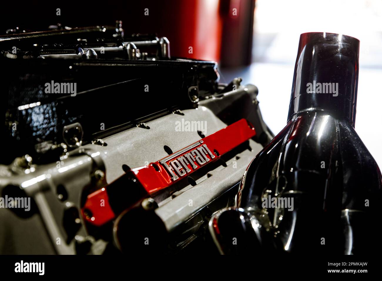 Maranello, Italy - April 01, 2023: Close-up of the Ferrari logo on a ...
