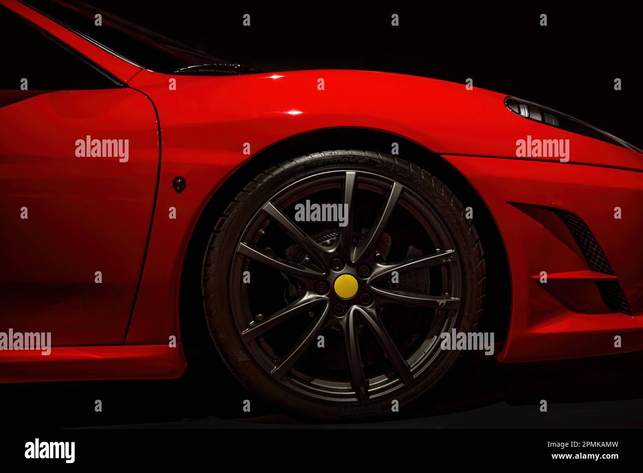 Maranello, Italy - April 01, 2023: Side view of Ferrari red sport car ...