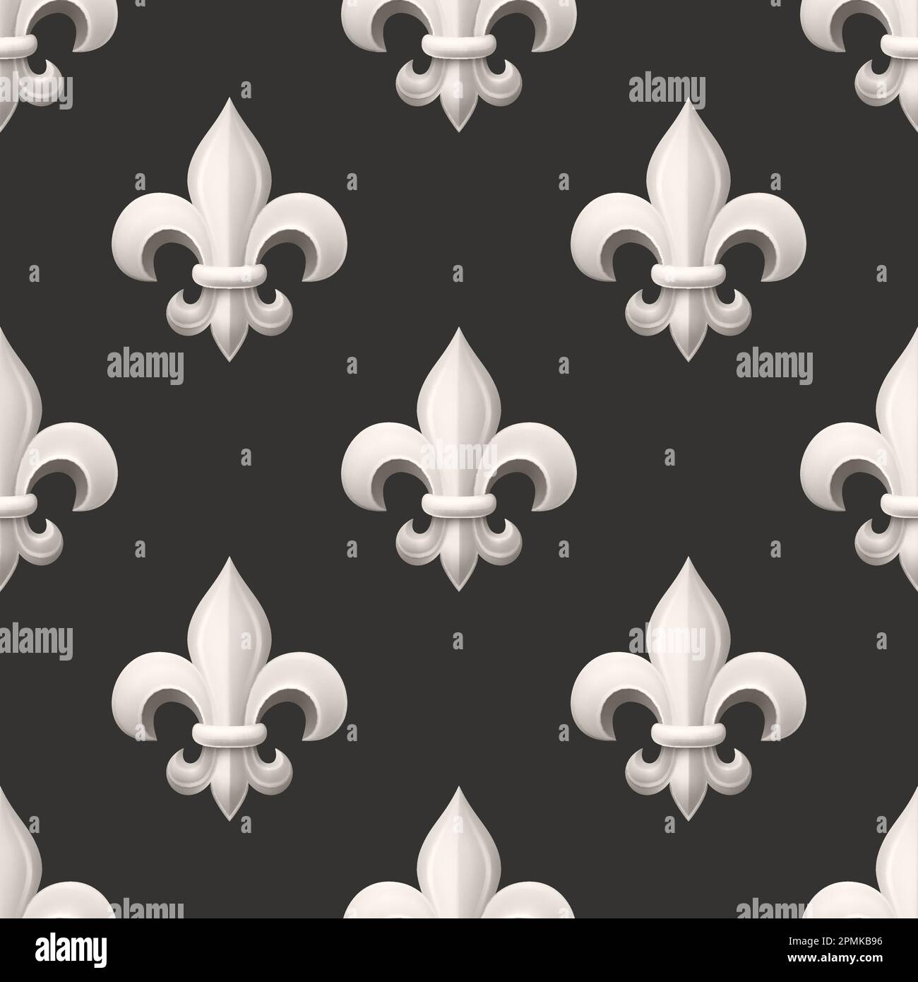 Vector Seamless Pattern with Vintage 3d Realistic White Fleur De Lis ...