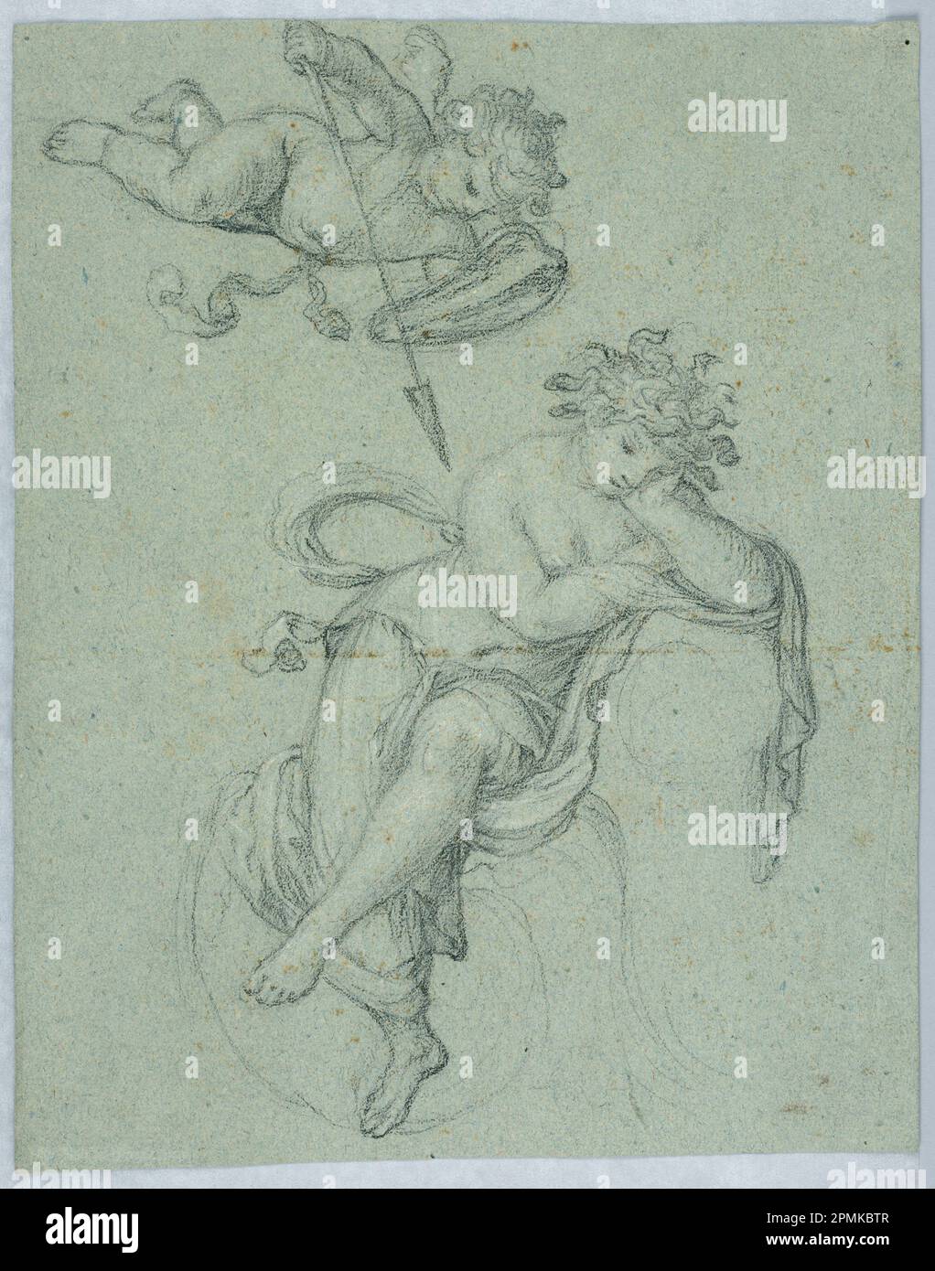 Drawing, Page of a sketchbook; Elevation of wall and Judith; Designed ...