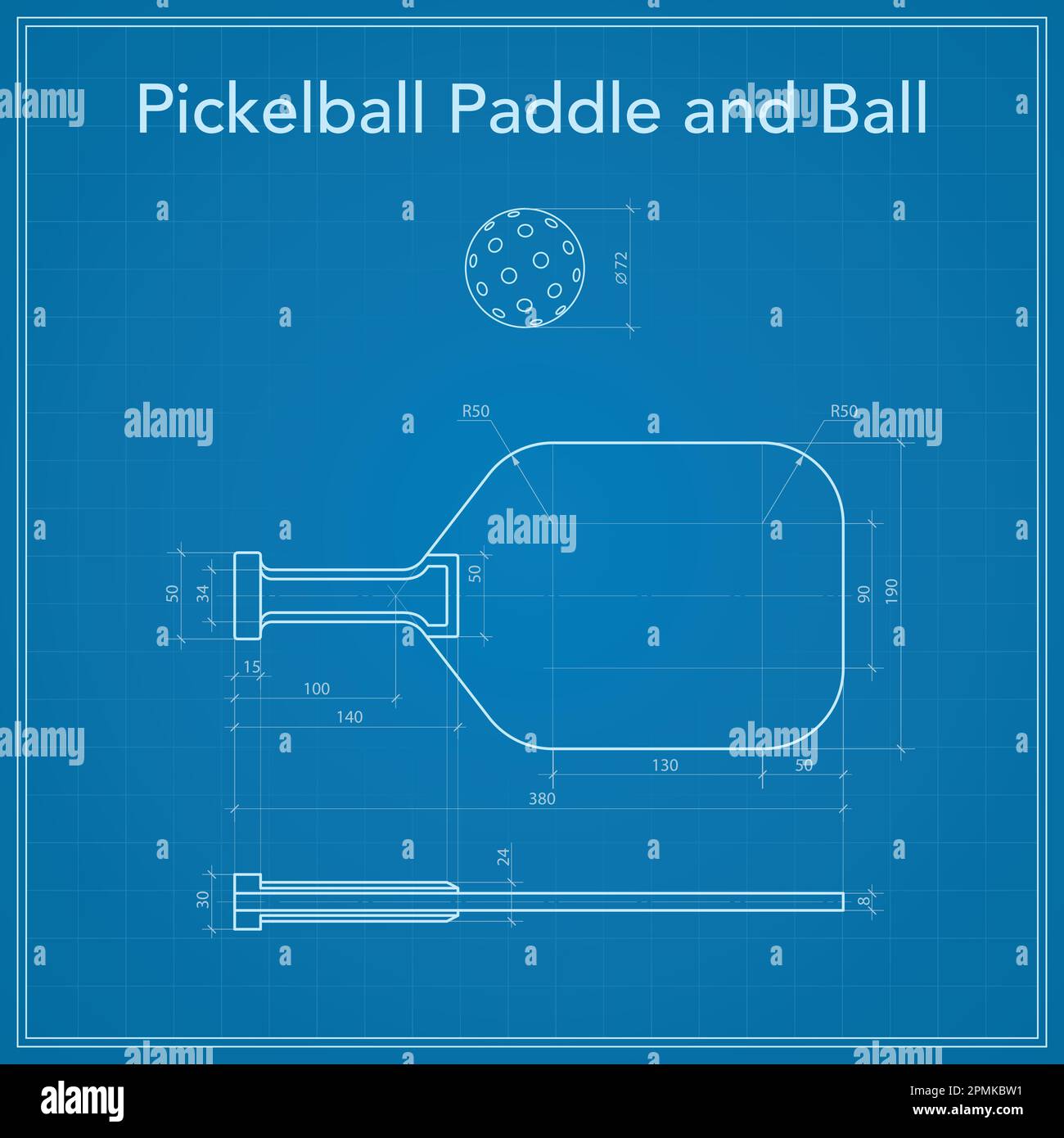 Pickleball paddle and ball blueprint Stock Vector Image & Art - Alamy