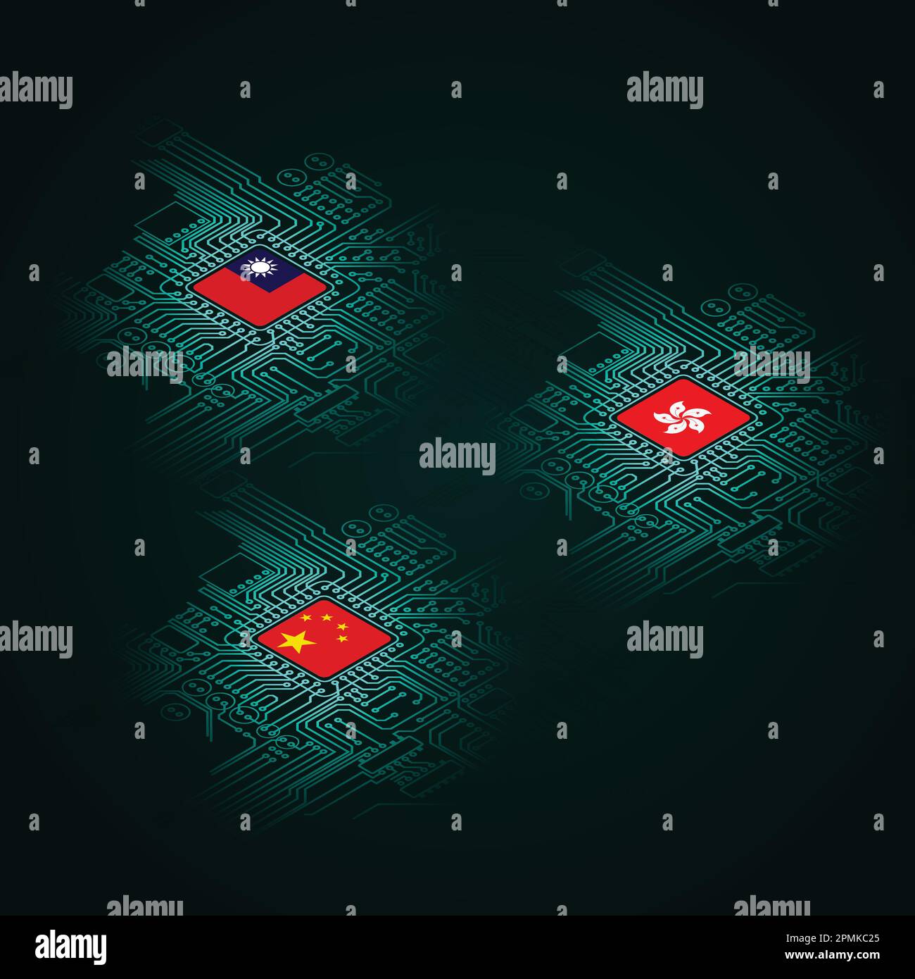 Electric circuit perspective countries microchip Stock Vector Image ...