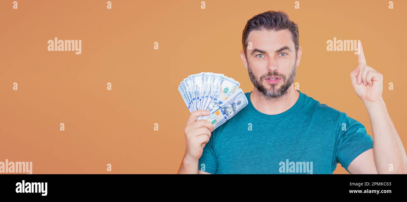 Business man with money banknotes. Male entrepreneur with dollar bills ...