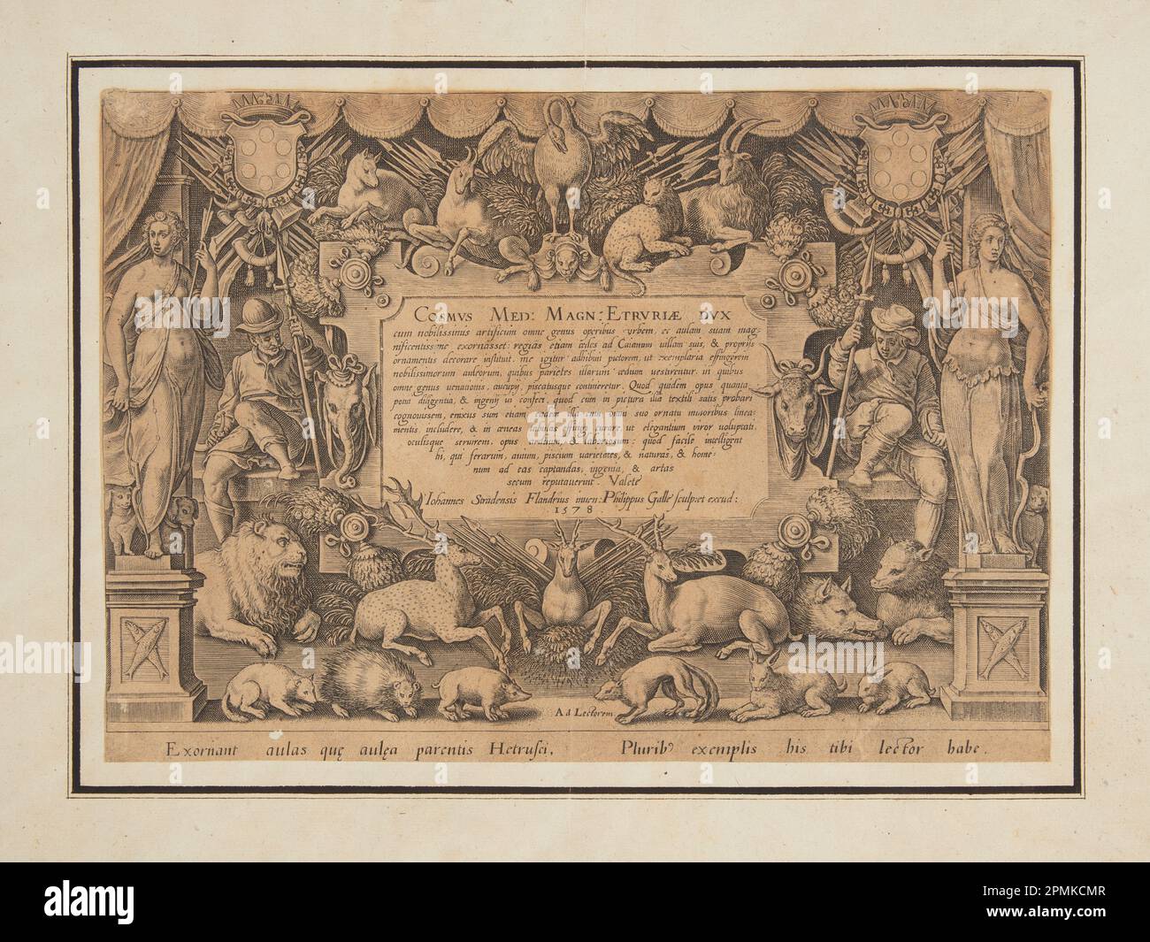 Print, Dedicatory page of the set "Mediceae familiae rerum feliciter ...