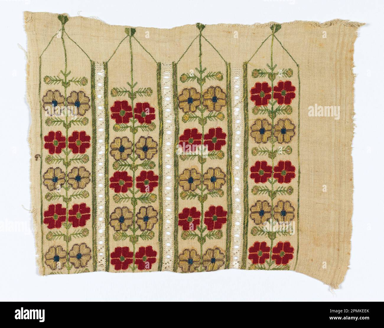 Textile (Greece); silk and metal embroidery on linen foundation Stock ...