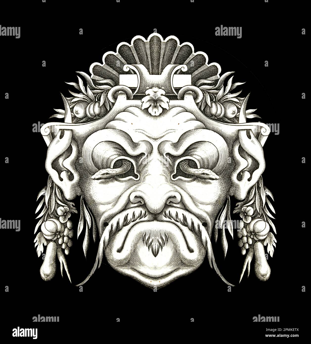 Flemish Mask on black background - Frans Huys (engraver) after Cornelis ...