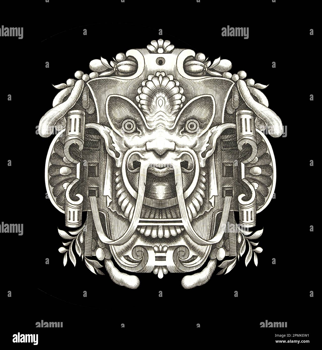 Flemish Mask on black background - Frans Huys (engraver) after Cornelis ...