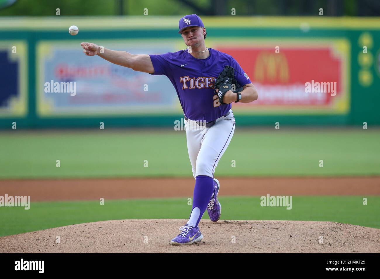 Baton Rouge, LA, USA. 13th Apr, 2023. LSU starting pitcher Paul Skenes ...