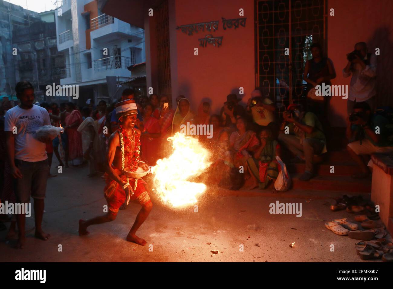 Kolkata, West Bengal, India. 13th Apr, 2023. A gajan sanyasi shows a ...