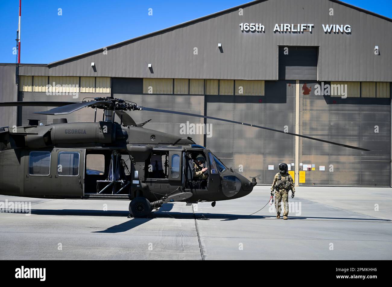 A crew of a UH-60 Blackhawk helicopter assigned to the Georgia Army ...