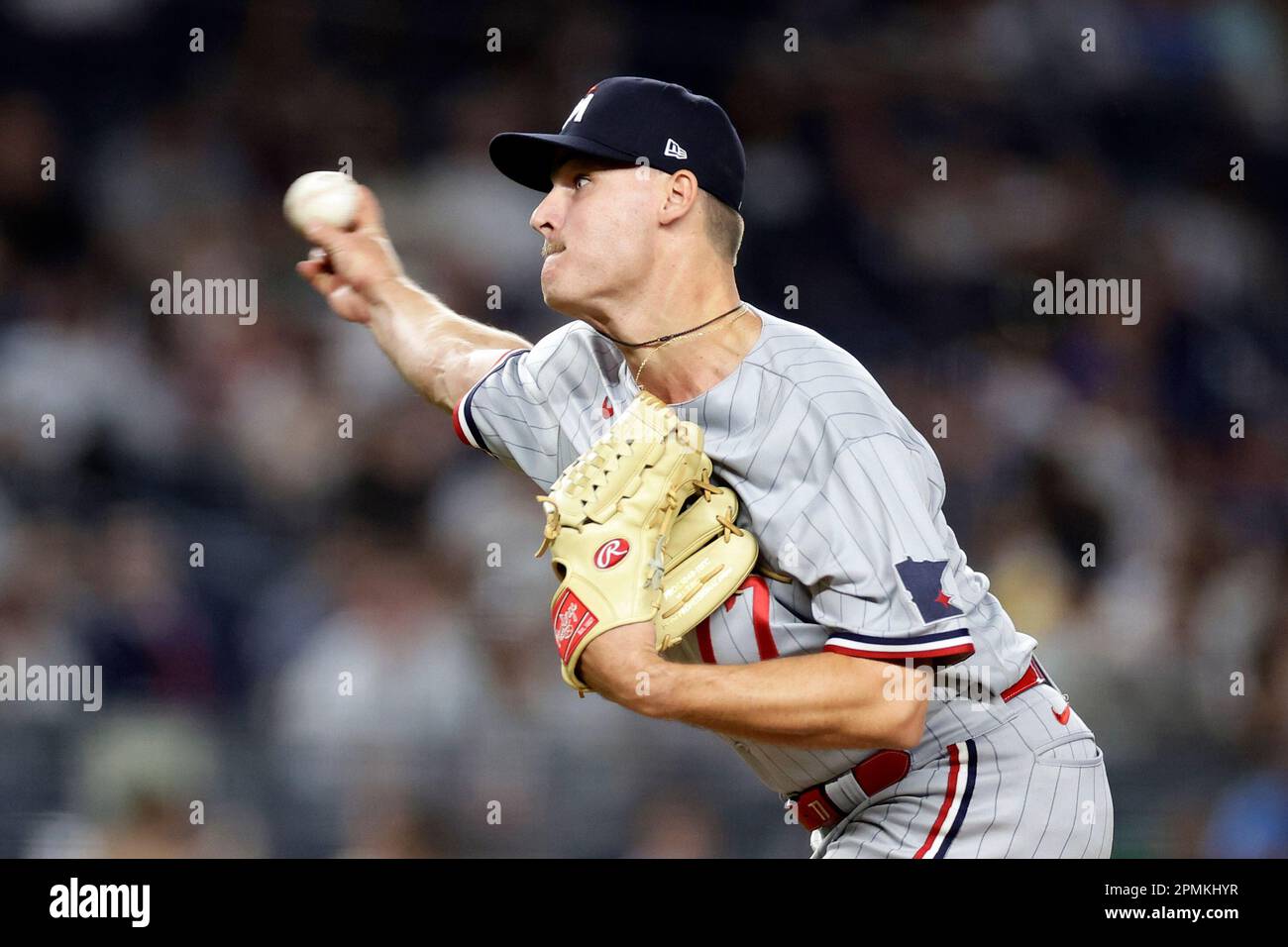 Minnesota Twins pitcher Cole Sands (77) throws against the New York ...