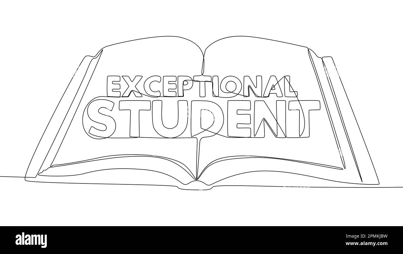One continuous line of Book with Exceptional Student word. Thin Line ...