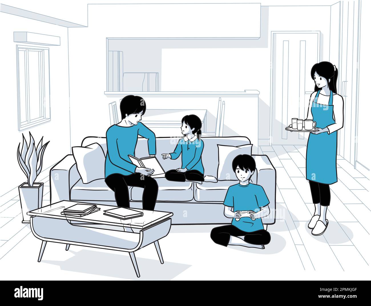 A Happy Family Gathering in the Living Room on a Holiday with Father ...