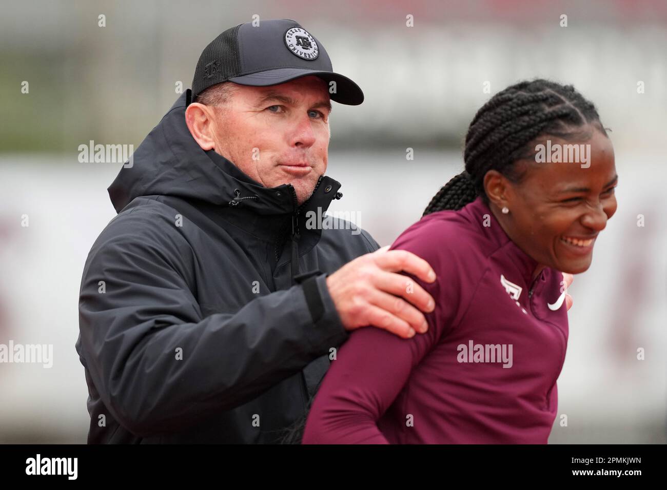 Texas A&M assistant coach Mario Sategna interacts with Joniar Thomas ...
