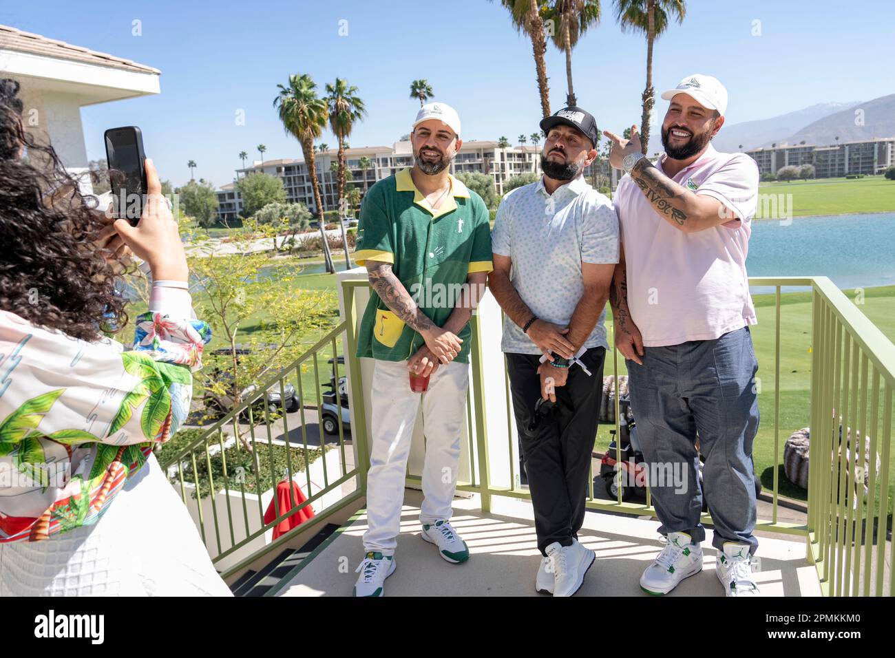 Alan Zadeh, left, Reza Sarrafieh, and Belly pose during Belly's First ...