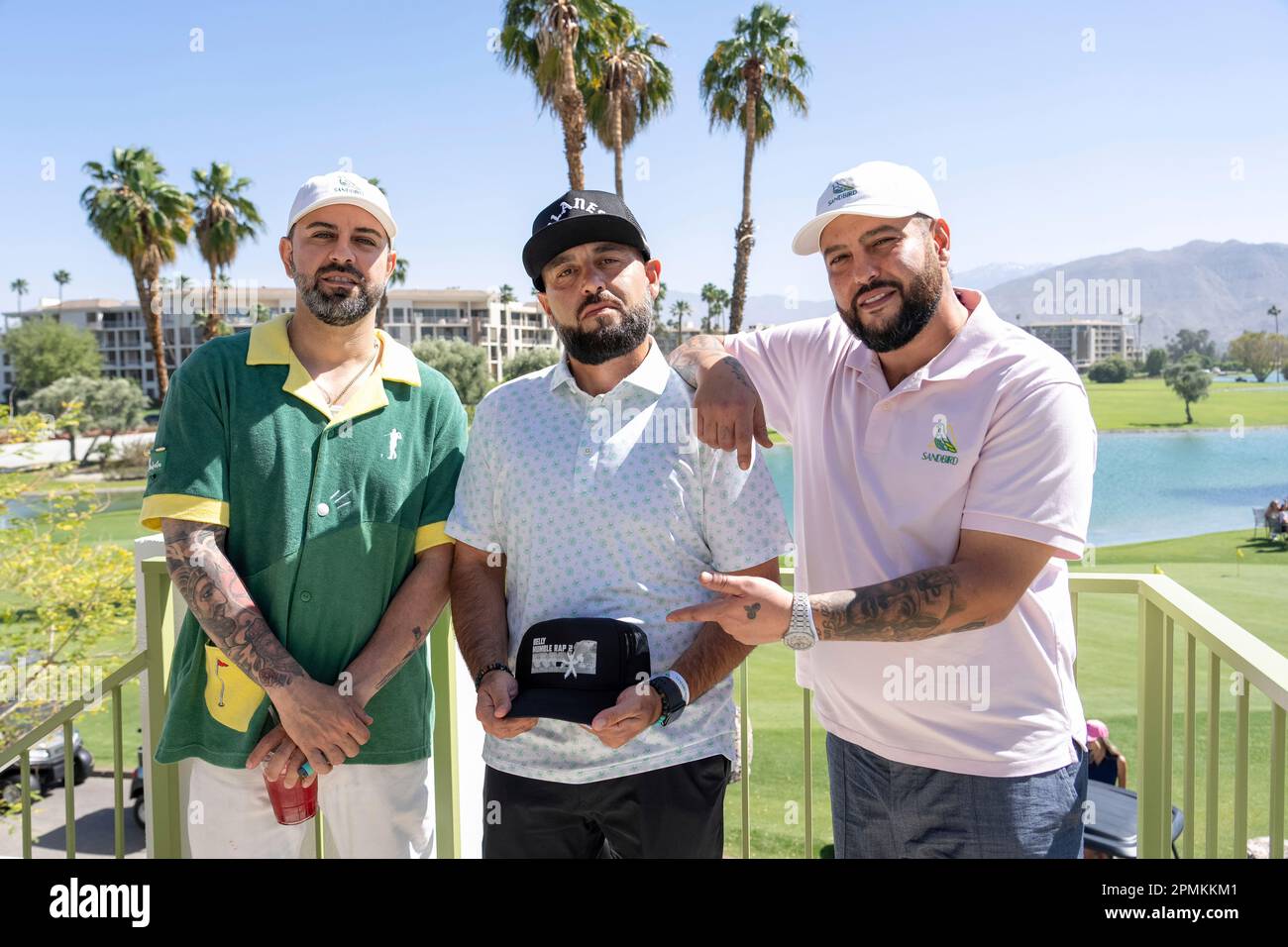 Alan Zadeh, left, Reza Sarrafieh, and Belly pose during Belly's First ...