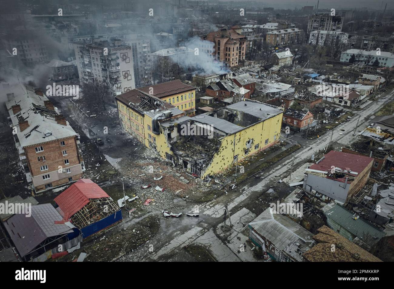 FILE - An aerial view of Bakhmut, the site of heavy battles with ...