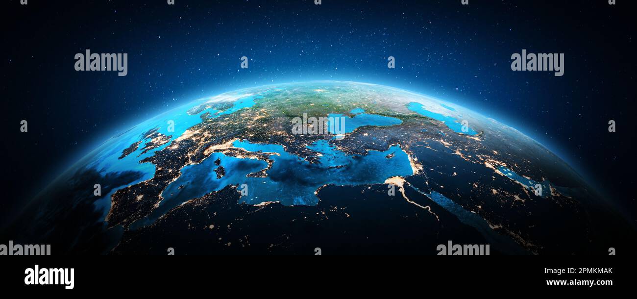Europe from space. Elements of this image furnished by NASA. 3d ...