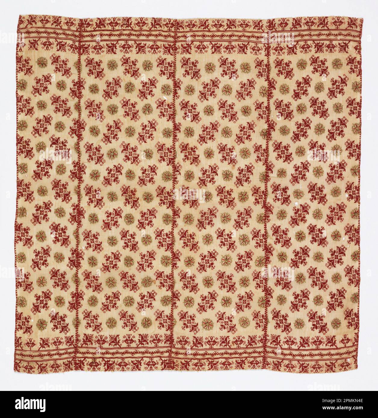 Textile (Italy); silk and metal-wrapped silk-core thread embroidery on ...