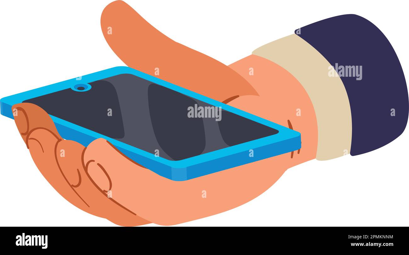 hand lifting blue smartphone Stock Vector Image & Art - Alamy