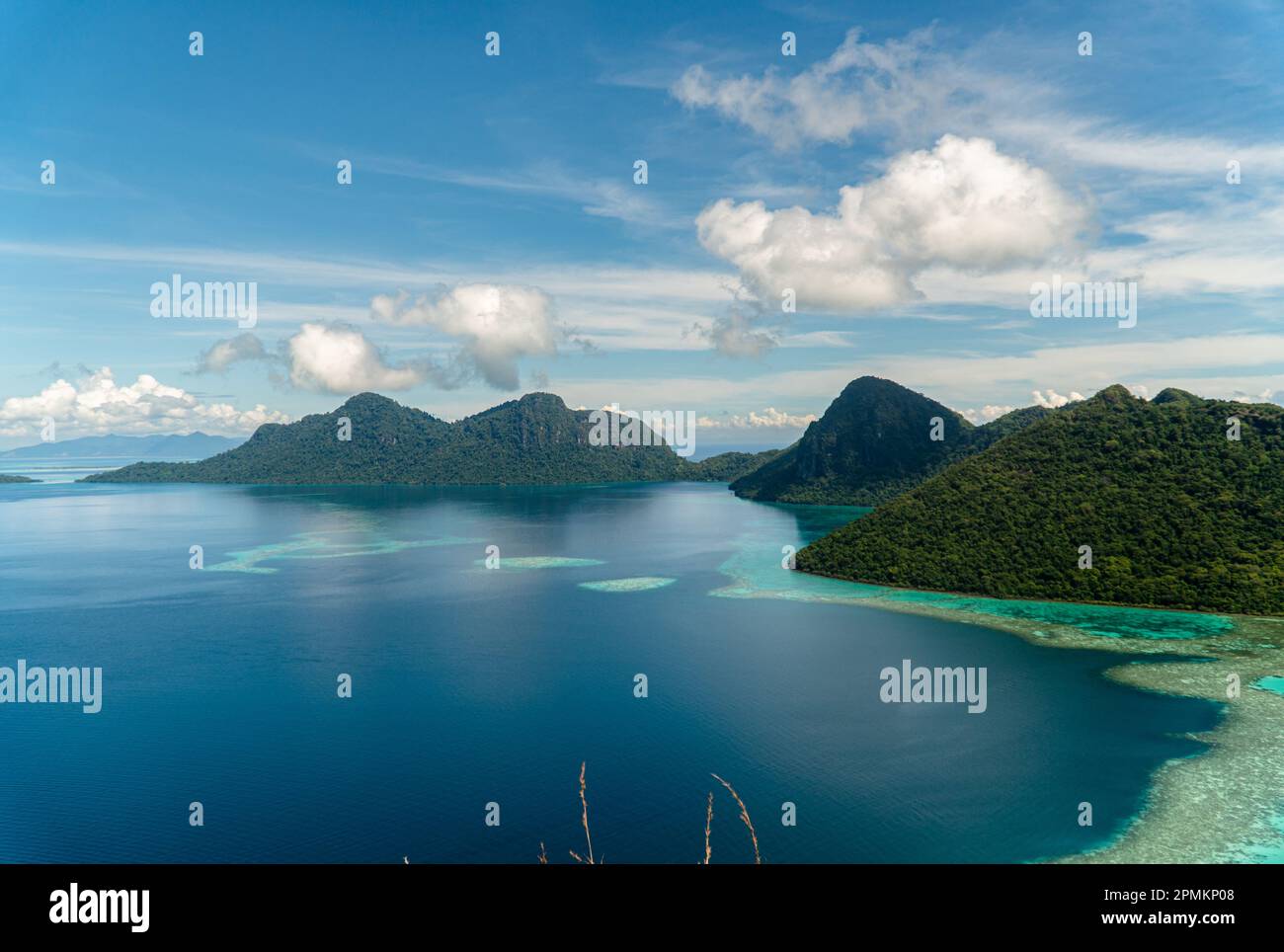 Tropical islands and lagoons. Tun Sakaran Marine Park. Semporna, Sabah ...
