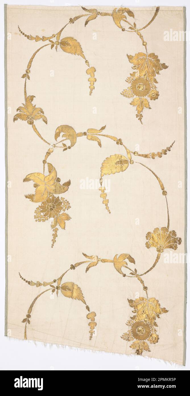 Textile (England); silk, metal-wrapped silk-core yarns of three types ...
