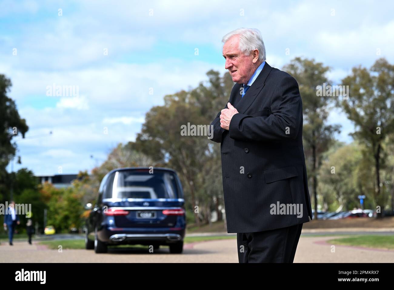 Former Opposition Leader John Hewson arrives for the state funeral for ...