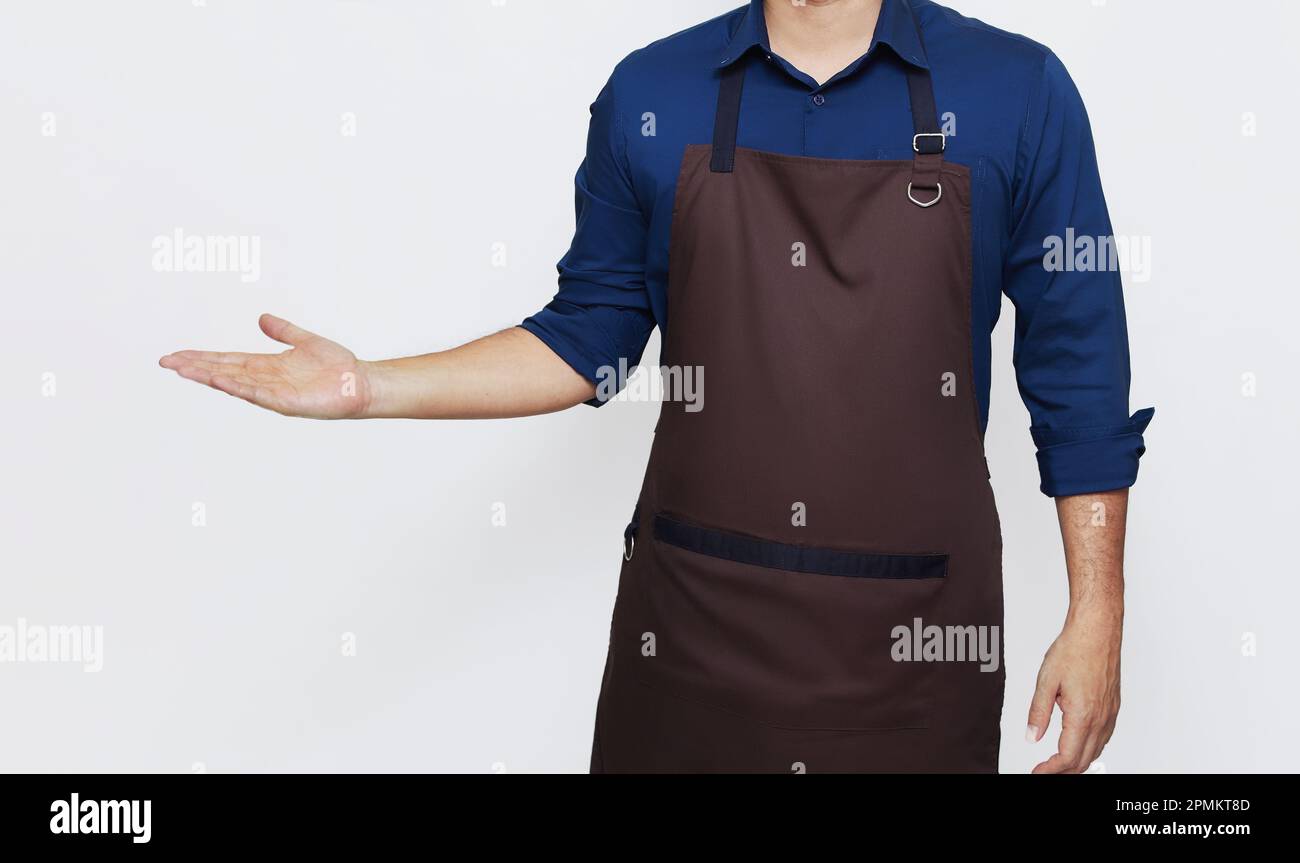 Asian Man wearing Apron in casual stylish clothing, standing tall ...