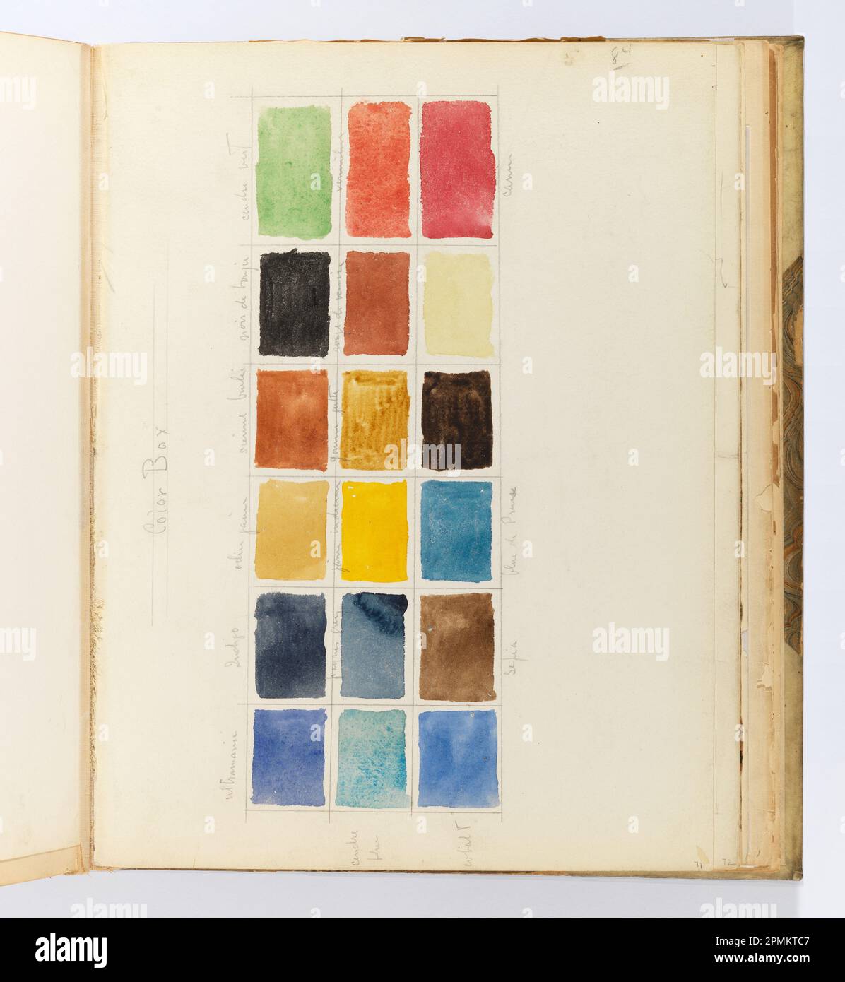 Graphite and watercolor on off white wove paper hi-res stock ...