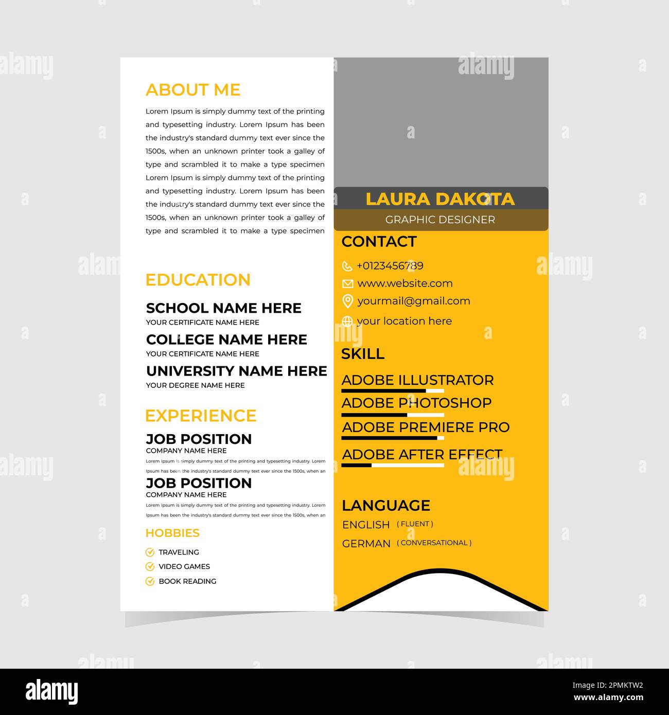 Resume cv curriculum vitae template hi-res stock photography and images ...