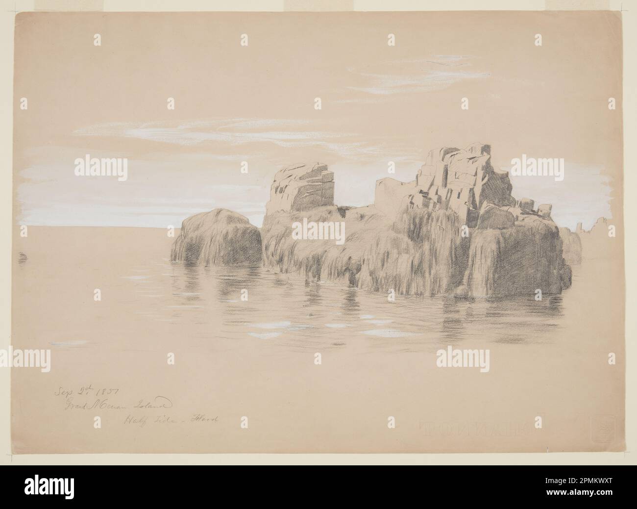Drawing, Rocks at the Coast, Grand Manan Island, Canada; Frederic Edwin ...