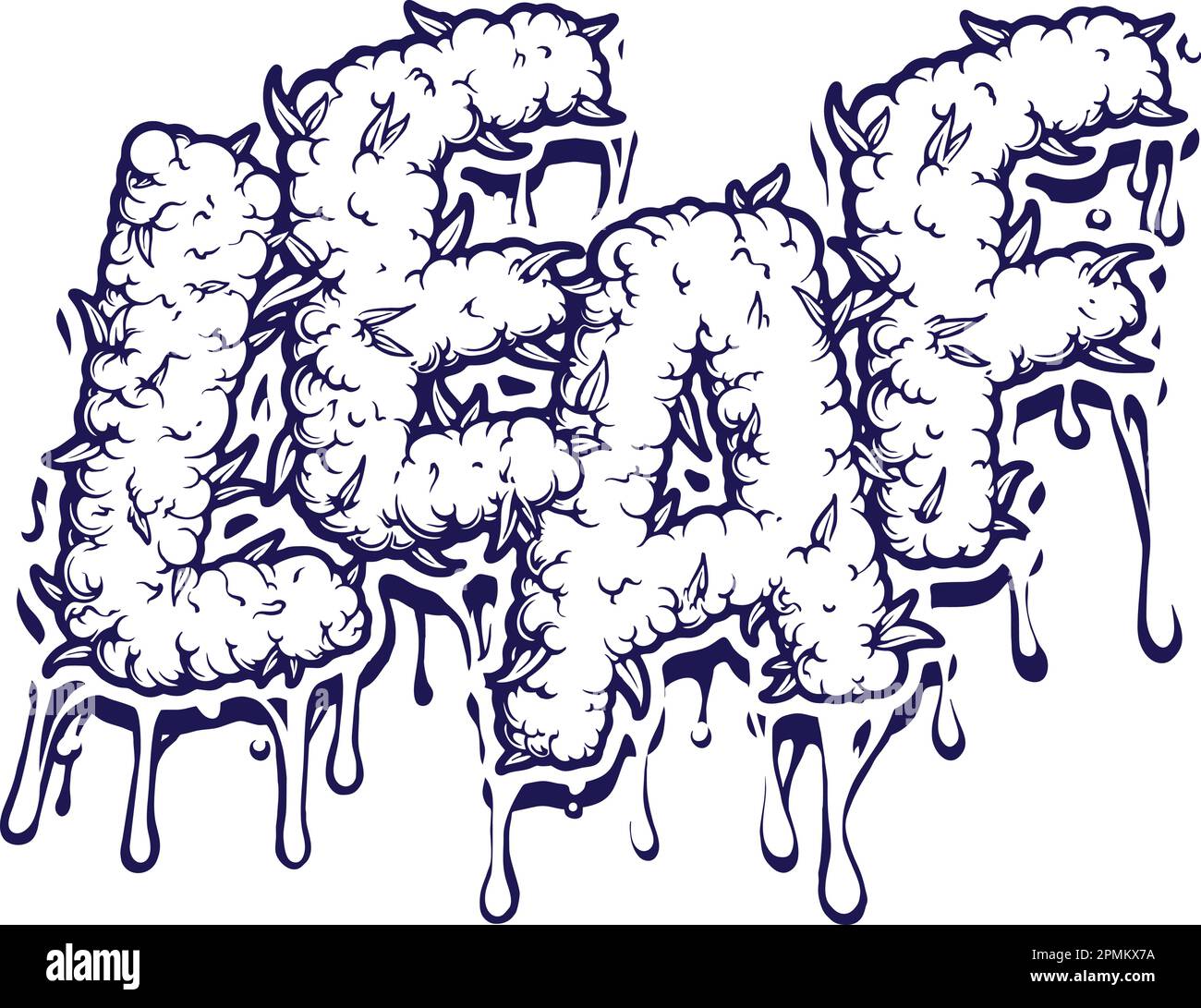 Melting leaf font lettering weed smoke illustrations silhouette vector ...