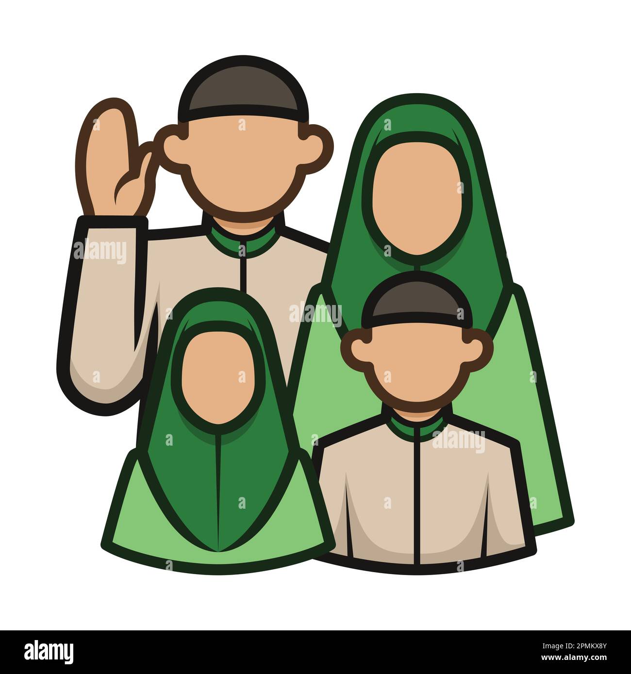 Muslim Family Gathering. Eid Mubarak Icon Vector Illustration Stock ...
