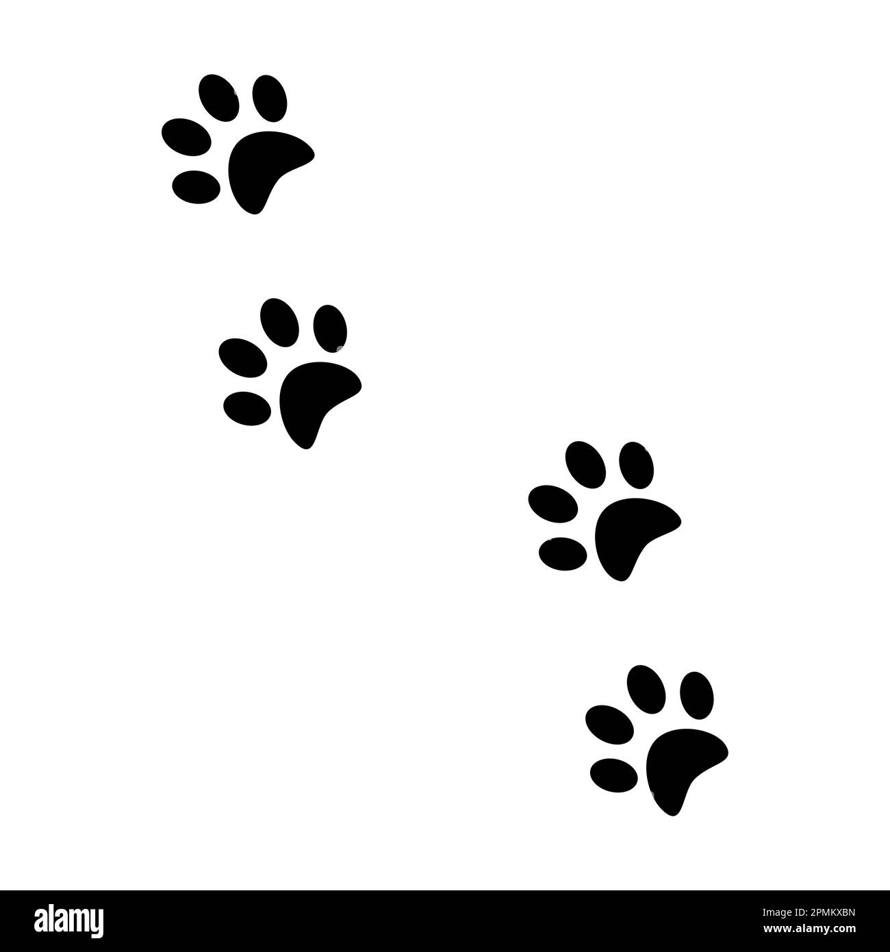 Pads of cat paws. Kitty paw prints. Pets and wild animals. Simple black ...