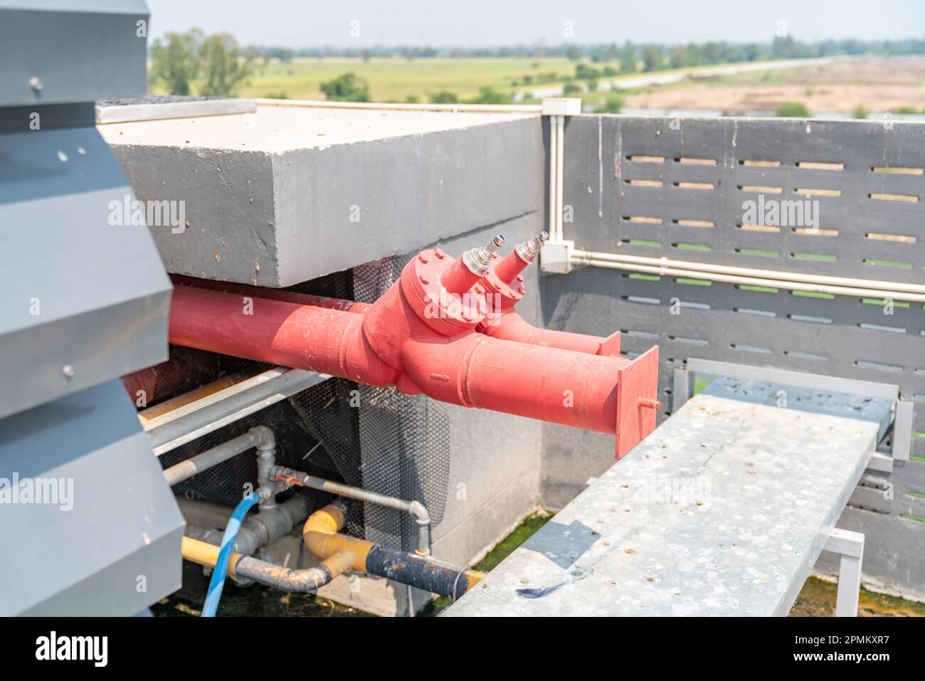 Pressure relief hoses in large refrigeration systems.Main pipe Stock ...
