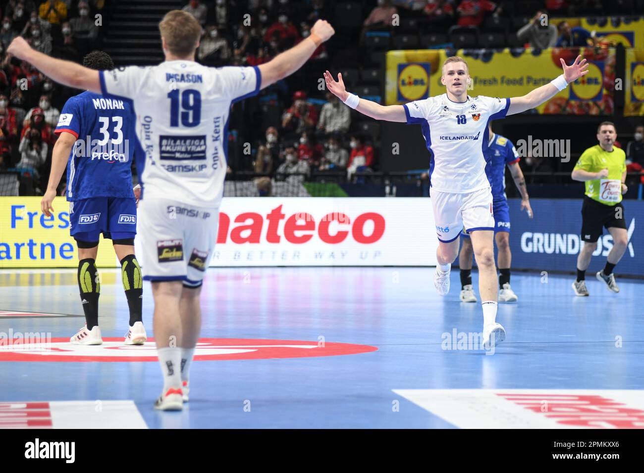 Ellidi Vidarsson, Daniel Ingason (Iceland). EHF Euro 2022. Main Round Stock Photo - Alamy