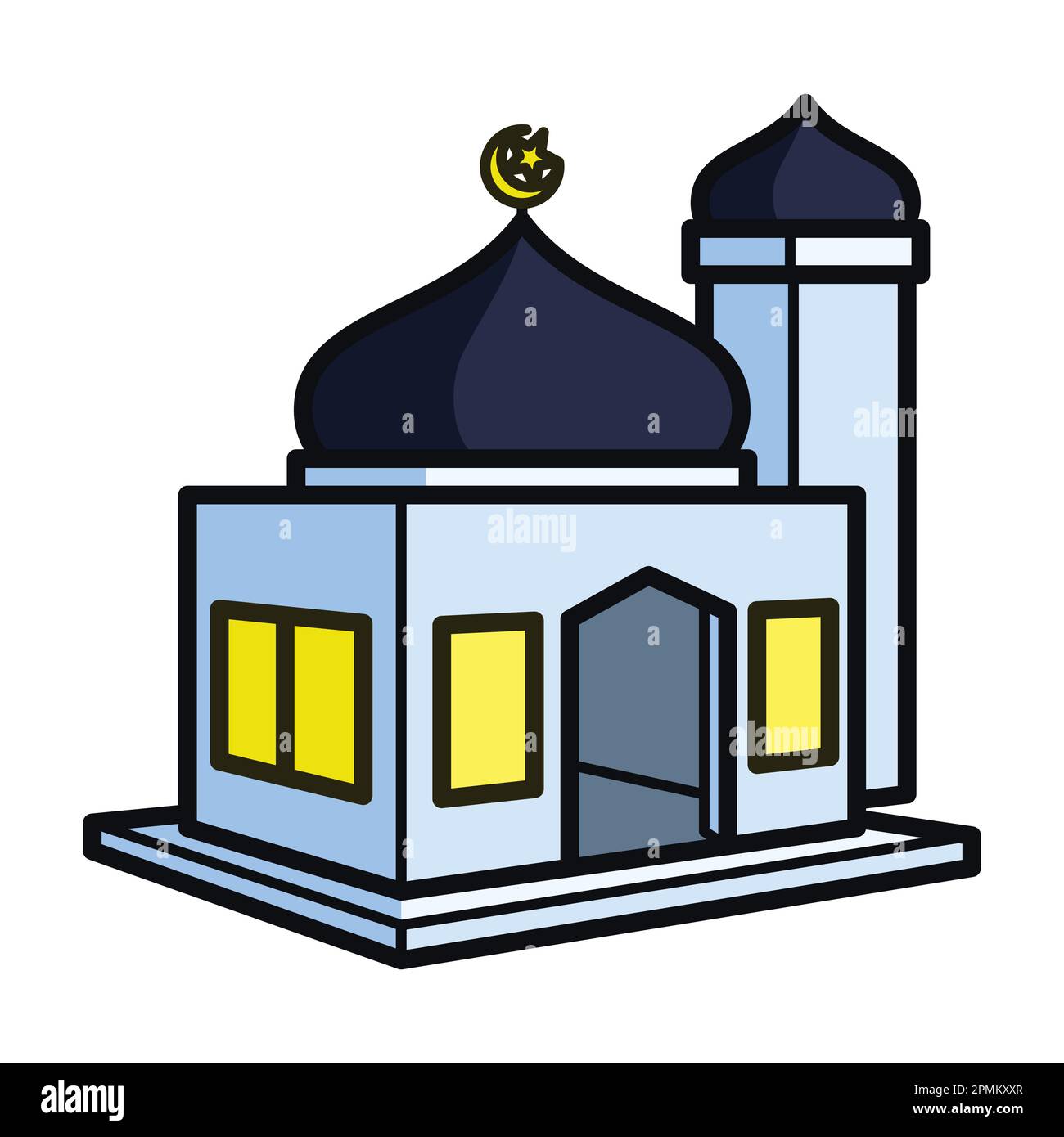 Small Blue Mosque. Eid Mubarak Icon Vector Illustration Stock Vector ...