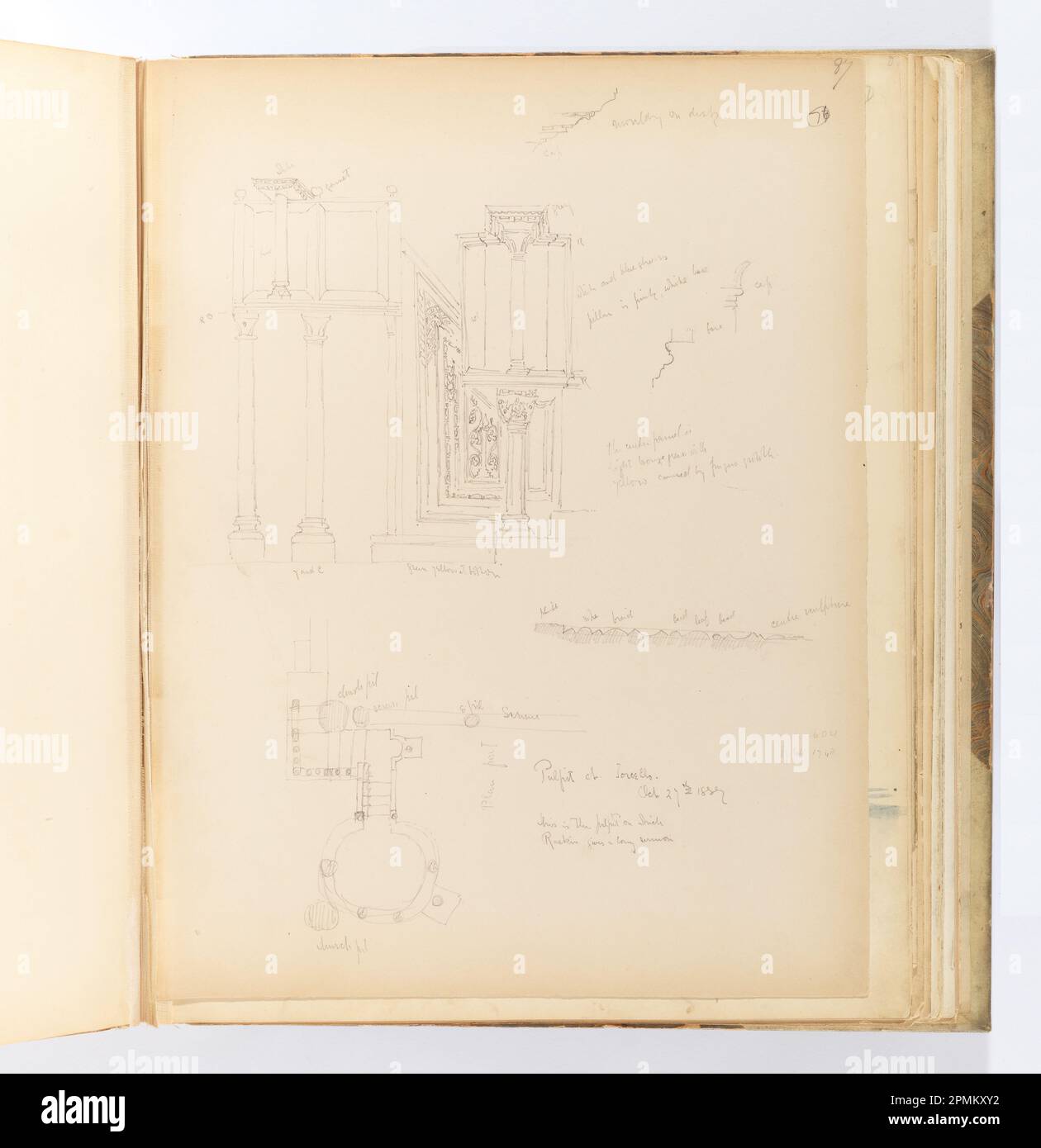 Album Page, Plan and Elevation, Pulpit at Torcello; Whitney Warren Jr ...