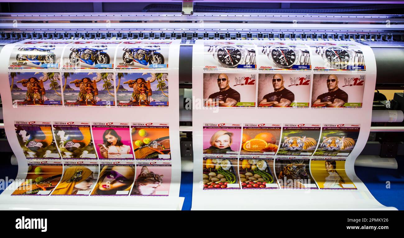 Bangkok, Thailand - March 31, 2023: Wide format digital ink jet printer ...