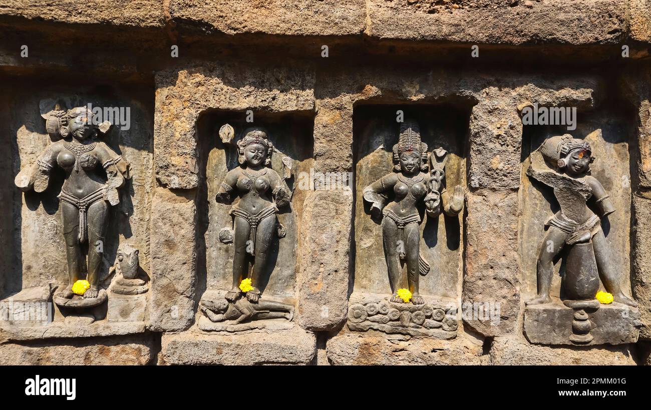 Statues of Stuti, Kali, Uma, and Narayani, Chausath Yogini Temple ...
