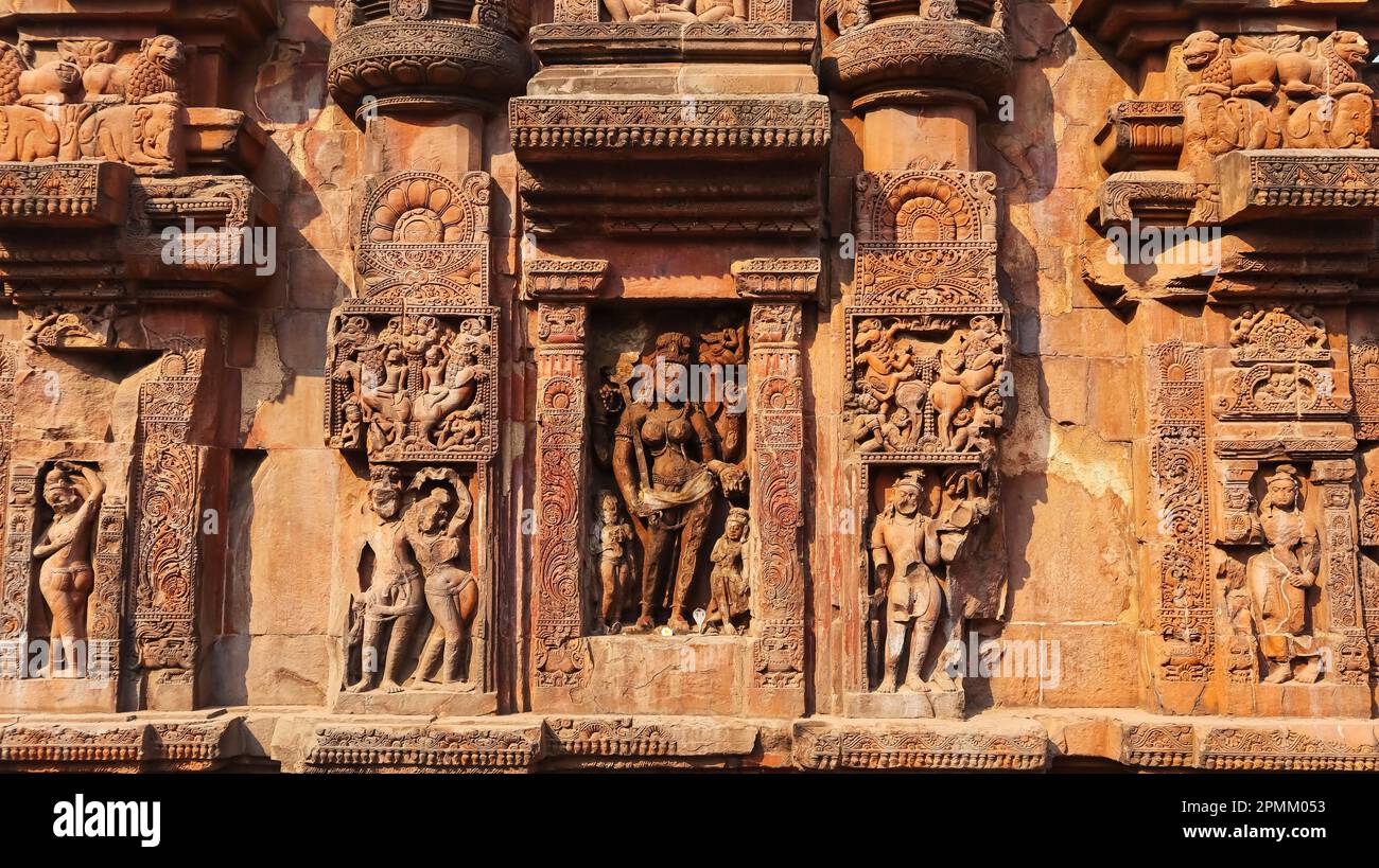 Sculptures of Hindu God and Goddess on the Baitala Deula, Temple is ...