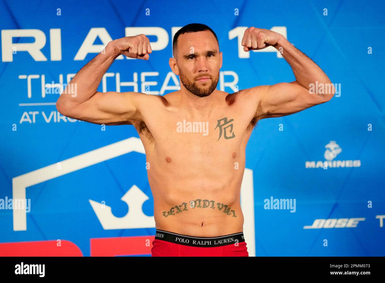LAS VEGAS, NEVADA - APRIL 13: Zach Juusola steps on the scale for the ...