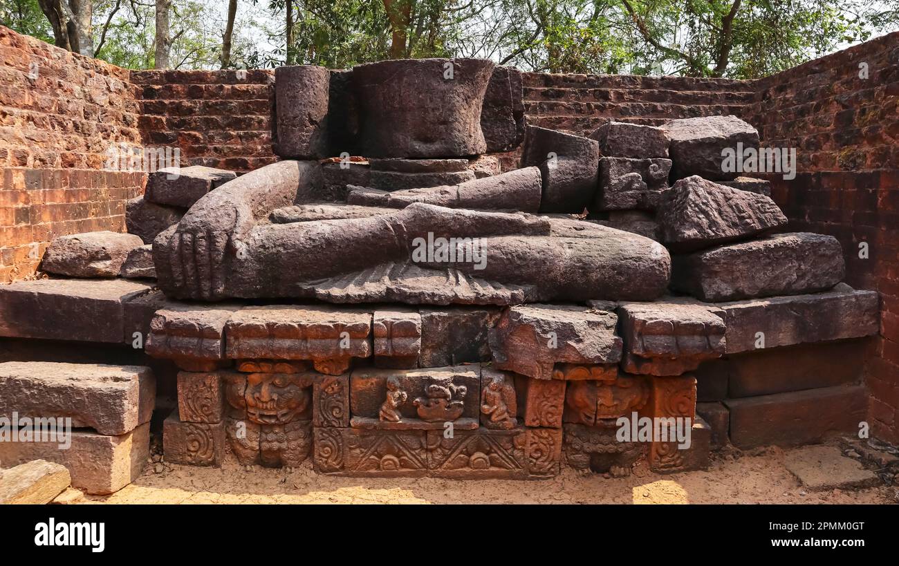 Half Broken statue of Lord Buddha in the Monastery No.1 of Lalitgiri ...