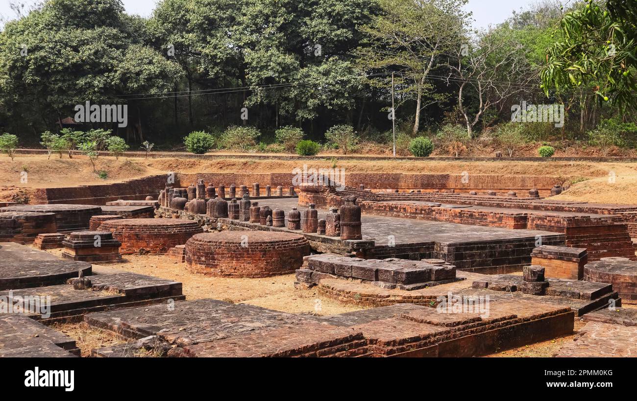 Full view of Ruins of the chaityagriha stupa complex, Lalitgiri ...