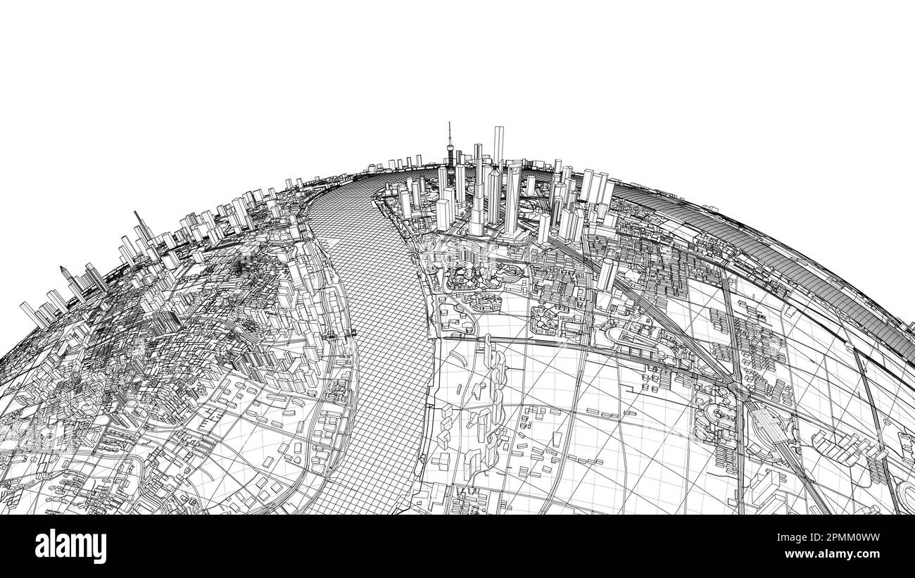3d city sphere. Vector rendering of 3d Stock Vector Image & Art - Alamy