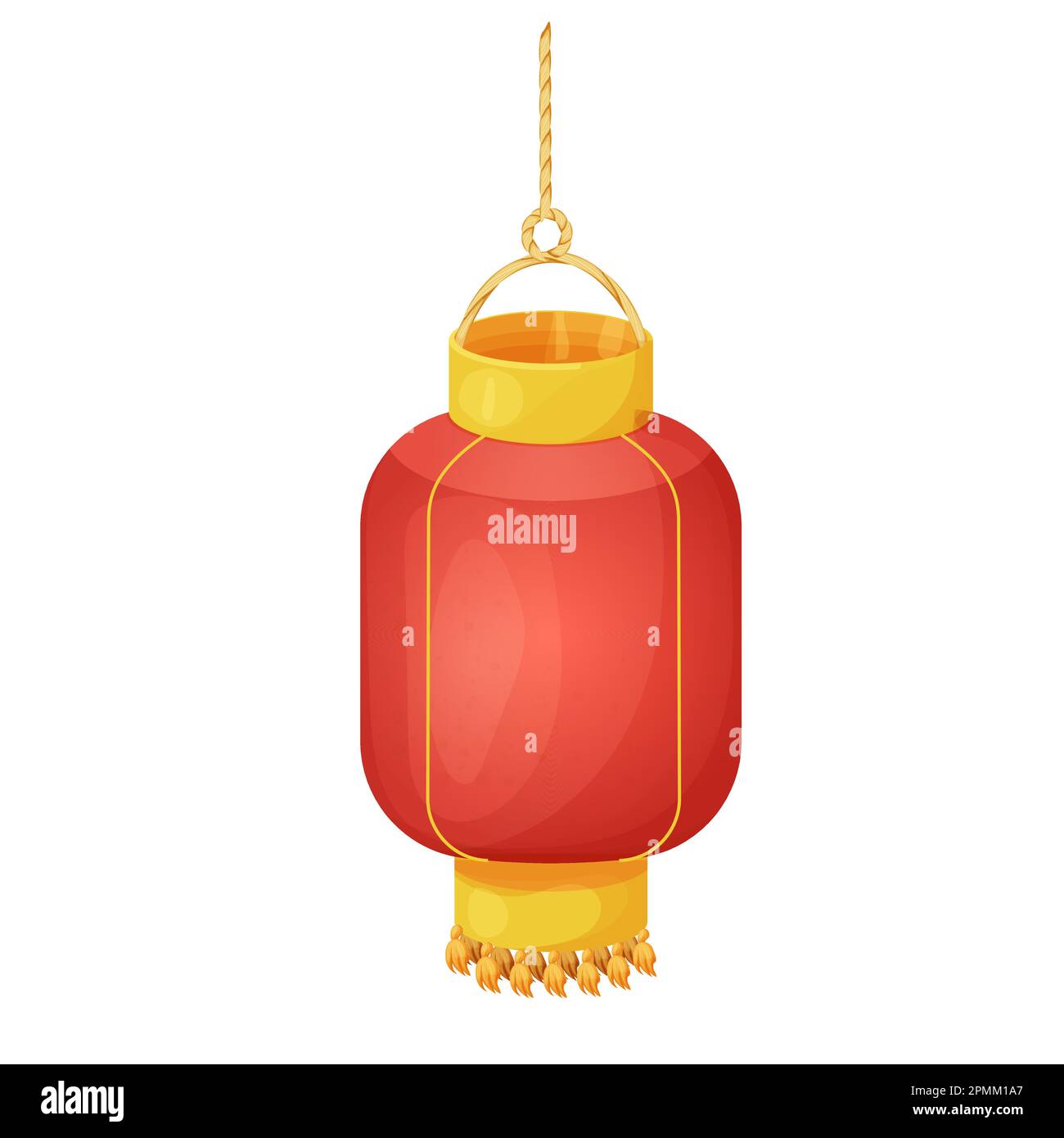 Traditional red lantern, hanging lamp with rope, Japanese street light ...