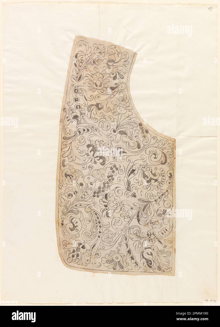 Drawing, Design for the Making of a Man's Needle Lace Collar; pen and ...