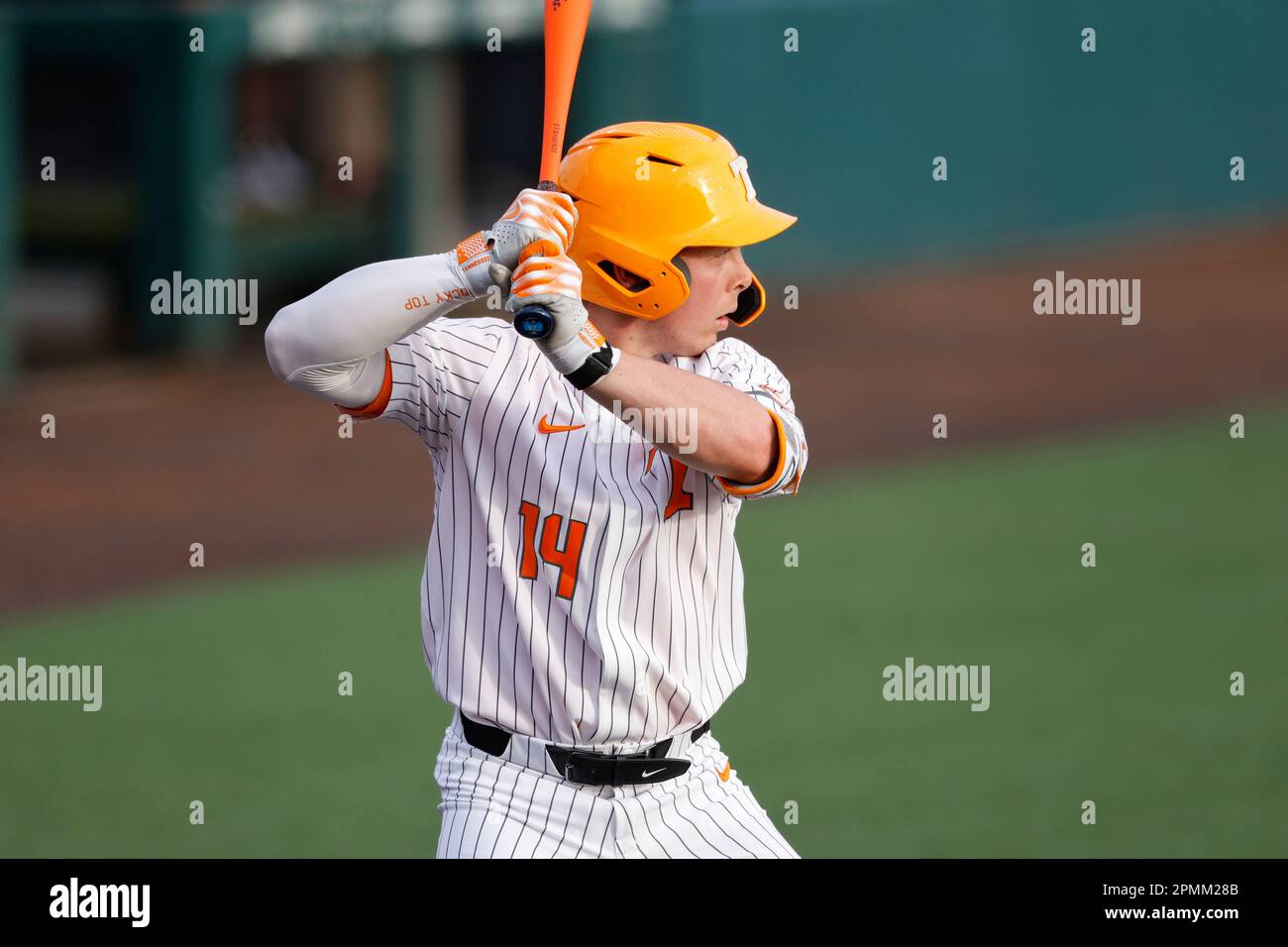 Tennessee Volunteers catcher Charlie Taylor (14) at bat during an NCAA ...