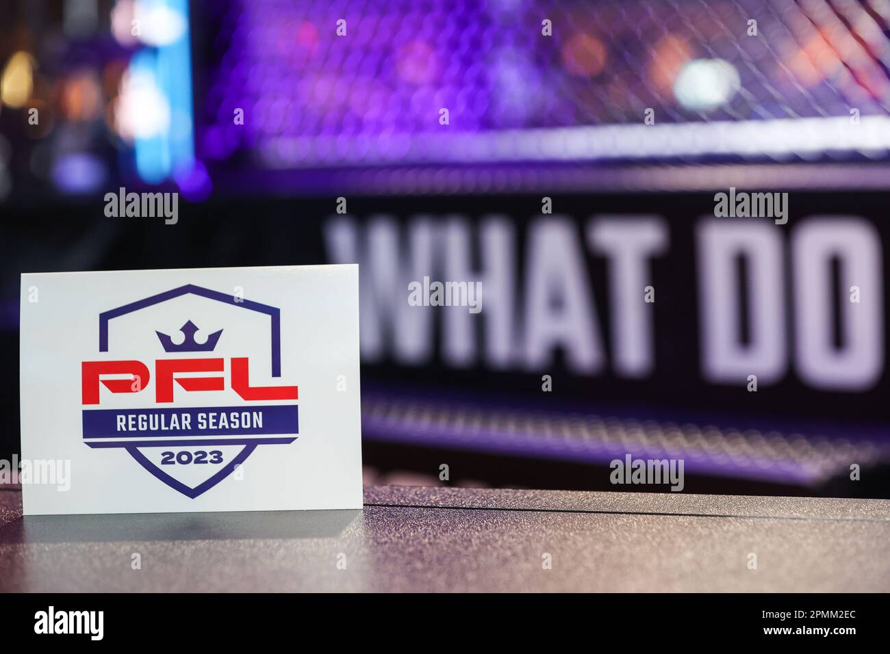 Las Vegas, NV, USA. 13th Apr, 2023. A PFL card on display prior to the ...